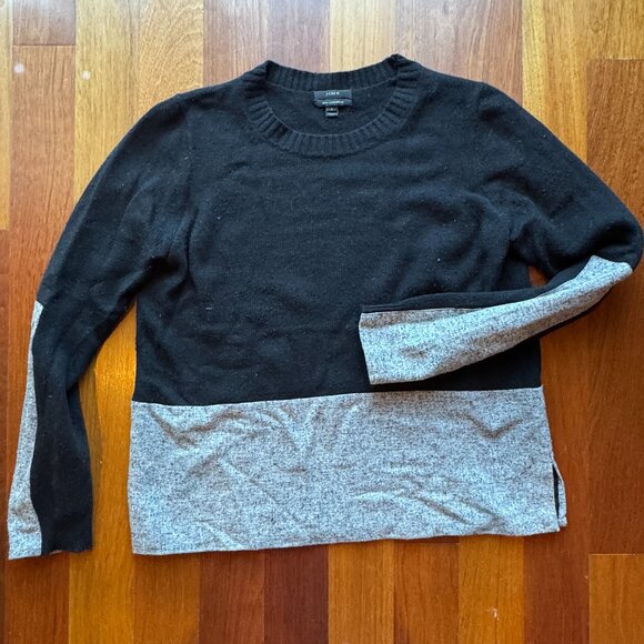 J. Crew | Sweaters | Jcrew Cashmere Blend Mixed Fabric Sweater L | Poshmark